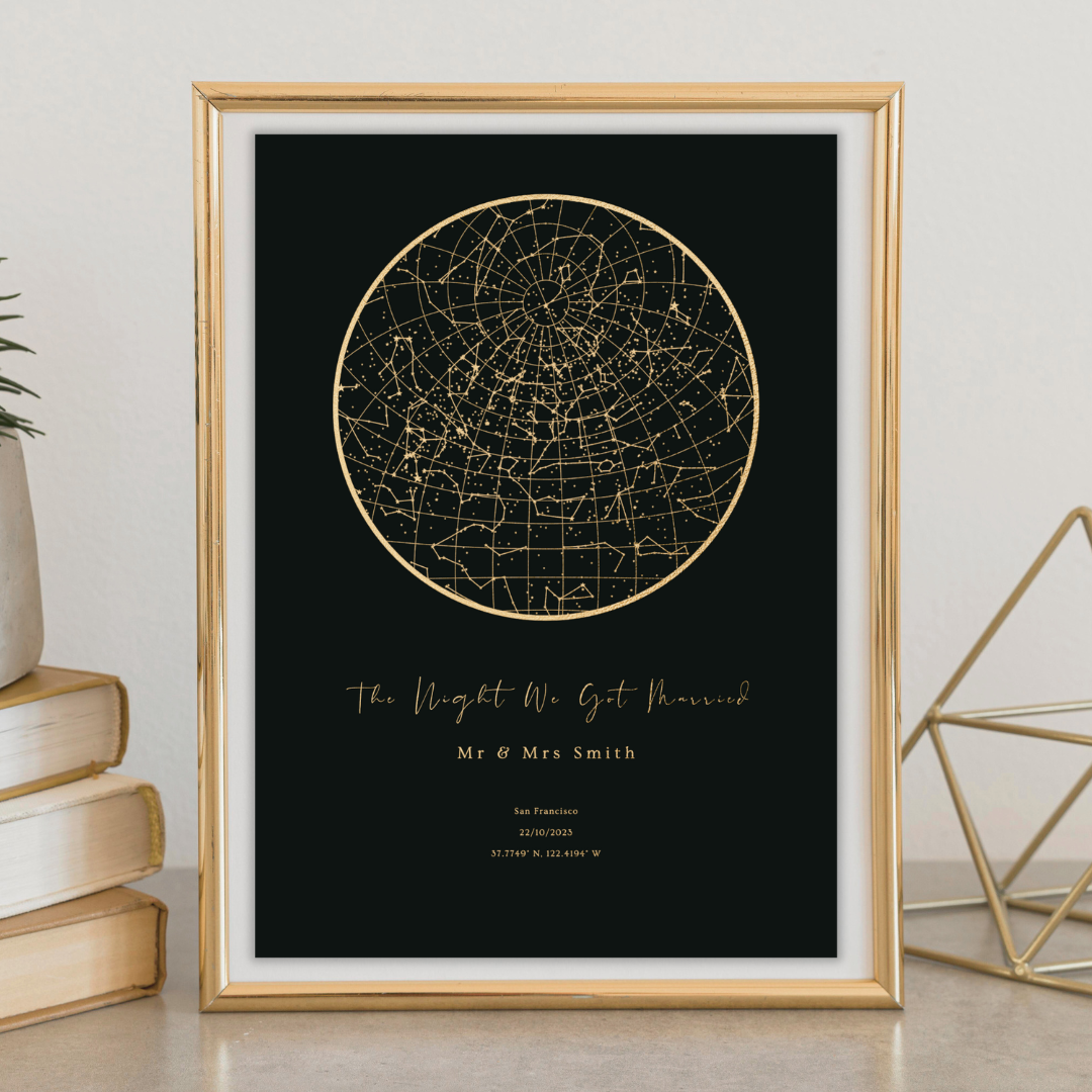 Personalised Gold Star Map Print